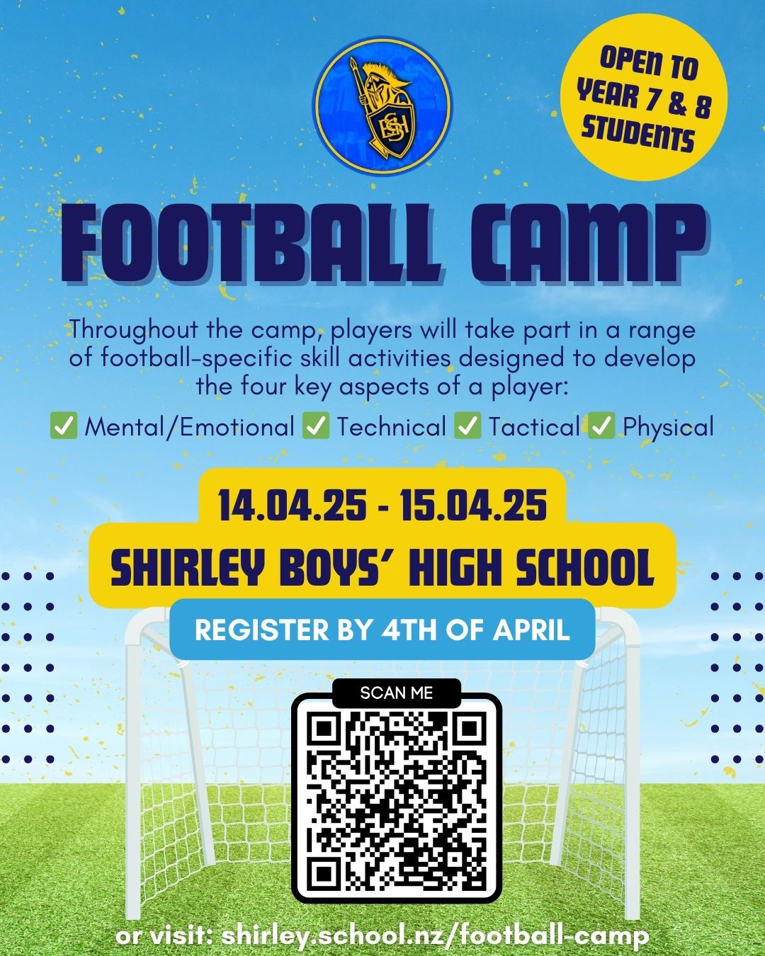 Football Camp for Year 7 & 8 Students - Shirley Boys' High School – Ngā Tama o Ōruapaeroa